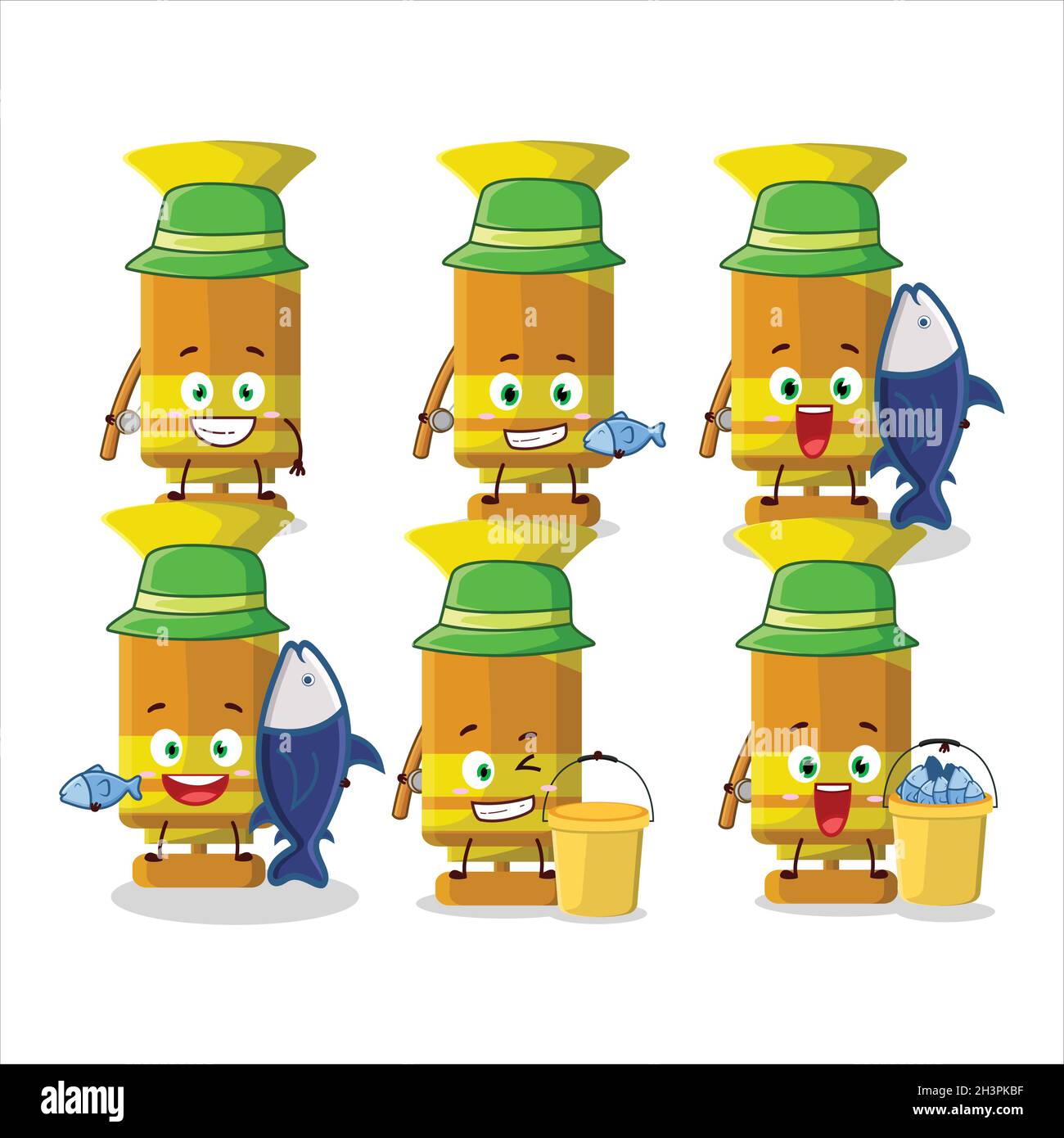 A fisherman orange spray trumpet cartoon picture catch a big fish ...