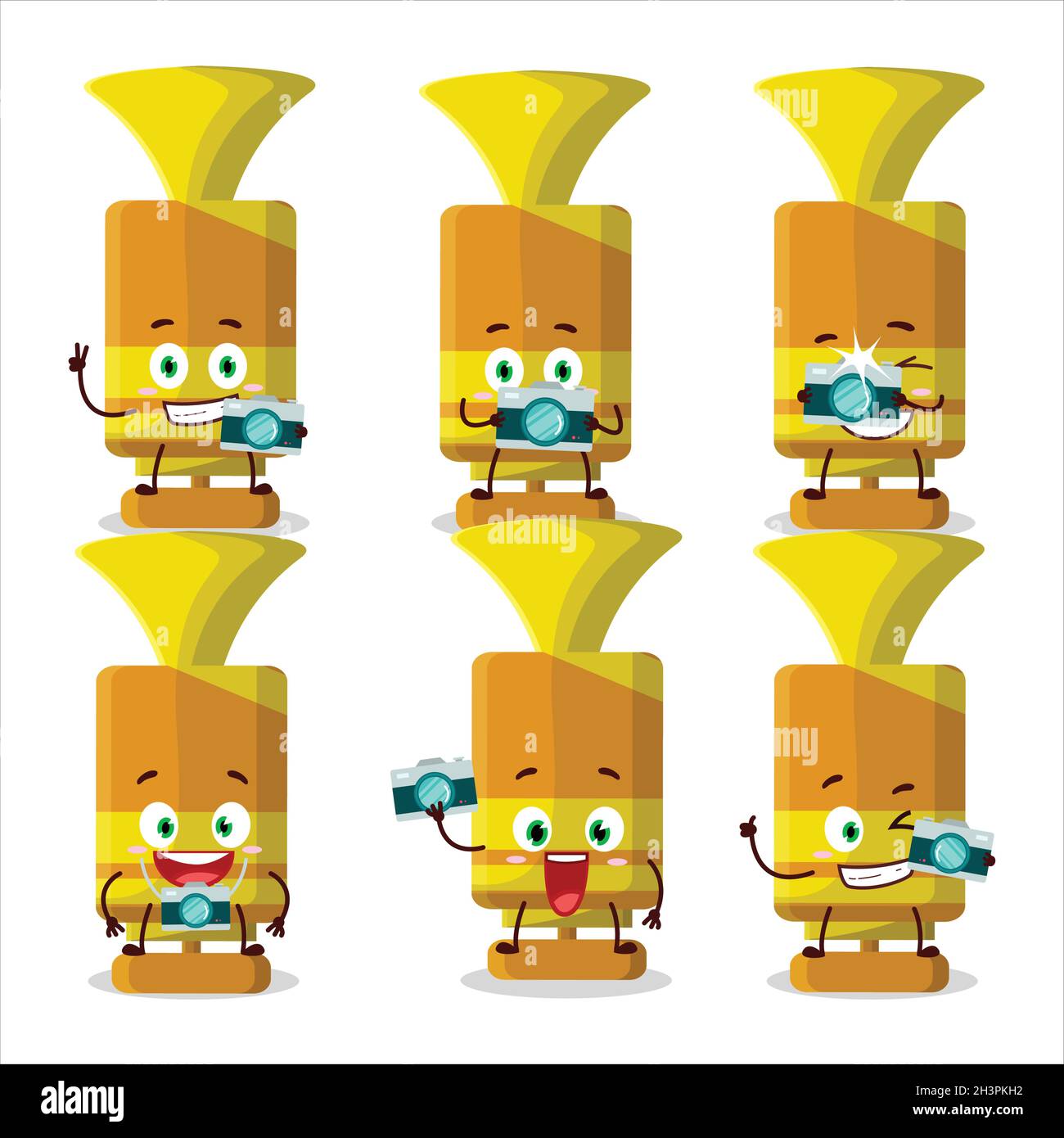 Photographer profession emoticon with orange spray trumpet cartoon ...