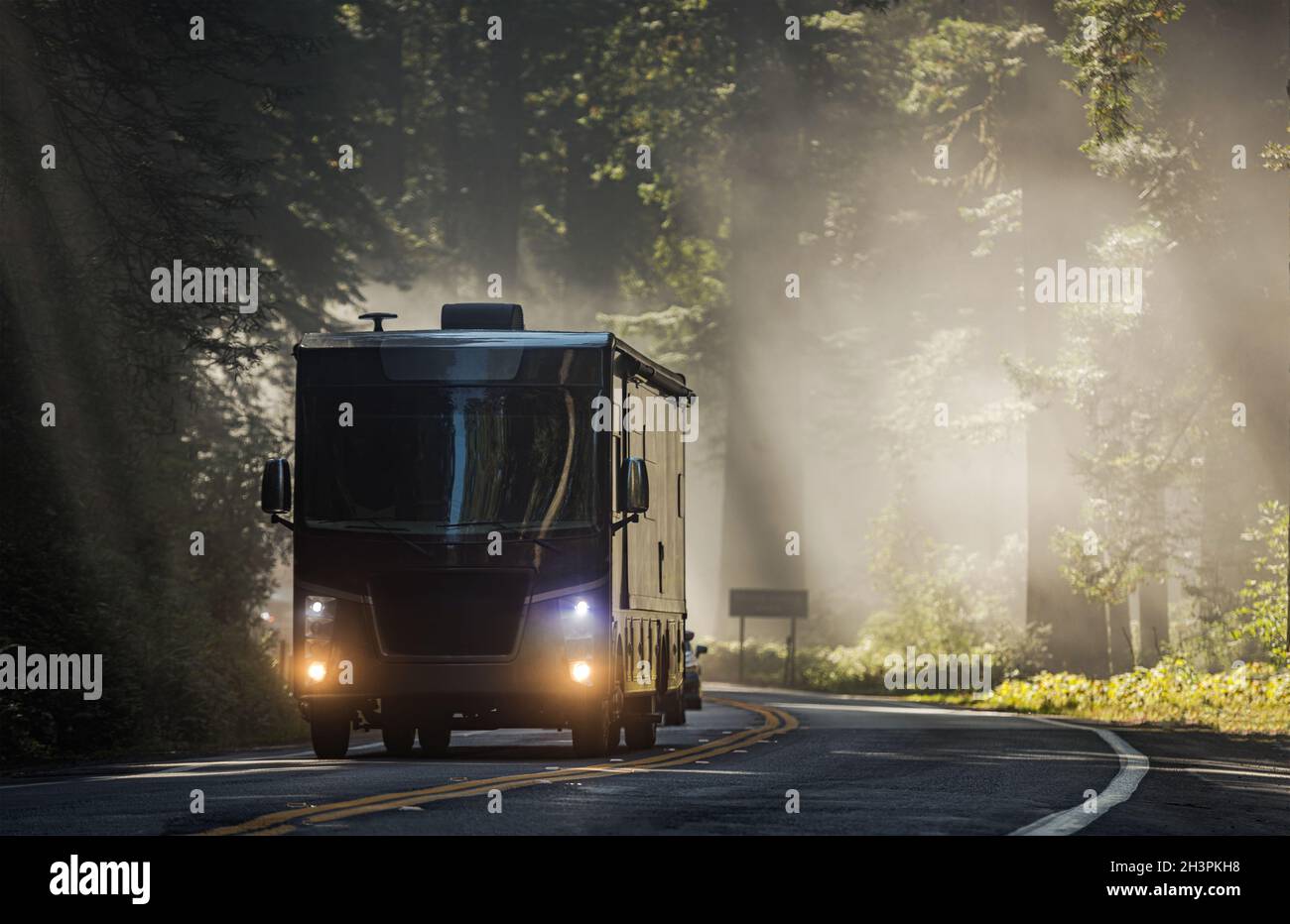 Class A Diesel Pusher Motorhome RV on a Scenic California Highway 101 ...