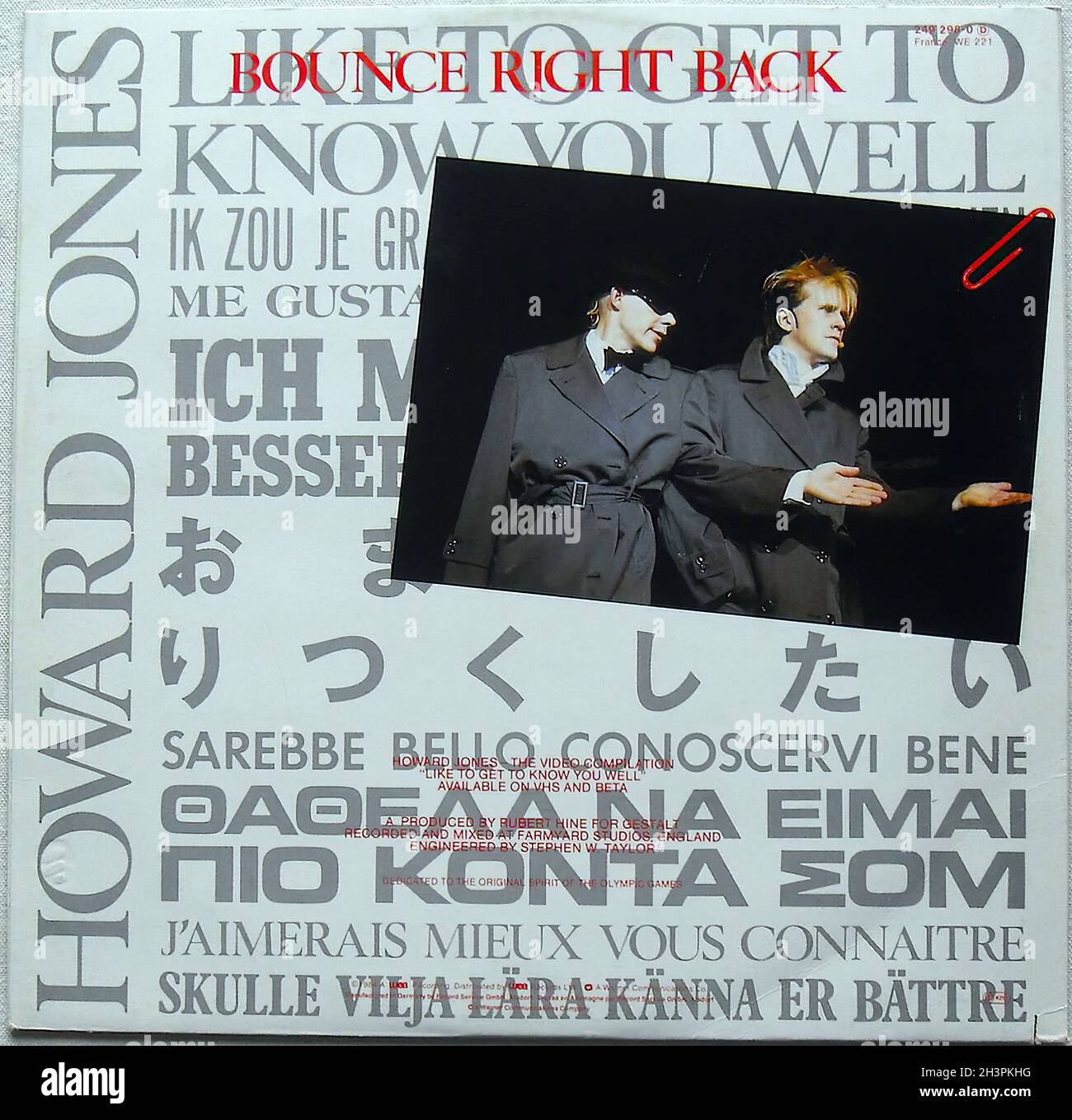 Howard Jones 1984 Bounce Right Back 12 Inch Single Record 1980s Vinyl ...