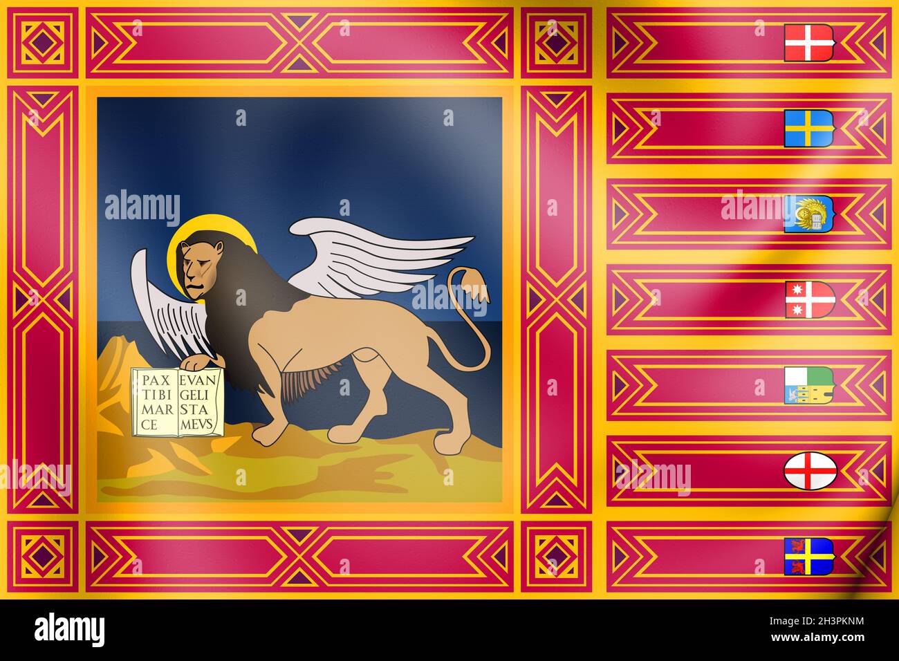 3D Flag of Veneto, Italy. 3D Illustration Stock Photo - Alamy
