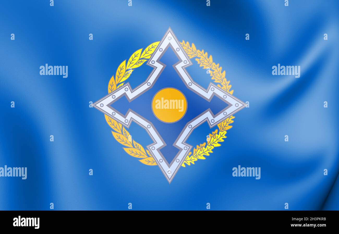 3D Flag of Collective Security Treaty Organization. 3D Illustration ...