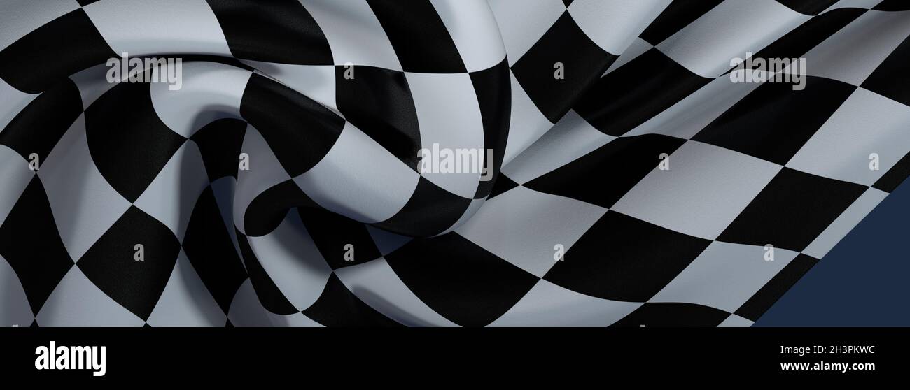 3D rendering of a black and white checkered flag for wallpaper or ...