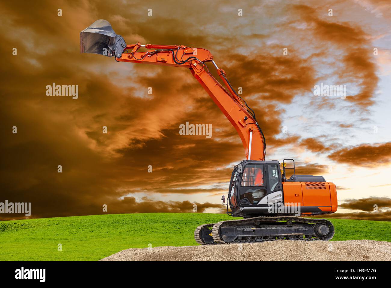 Excavator at work on construction site Stock Photo - Alamy