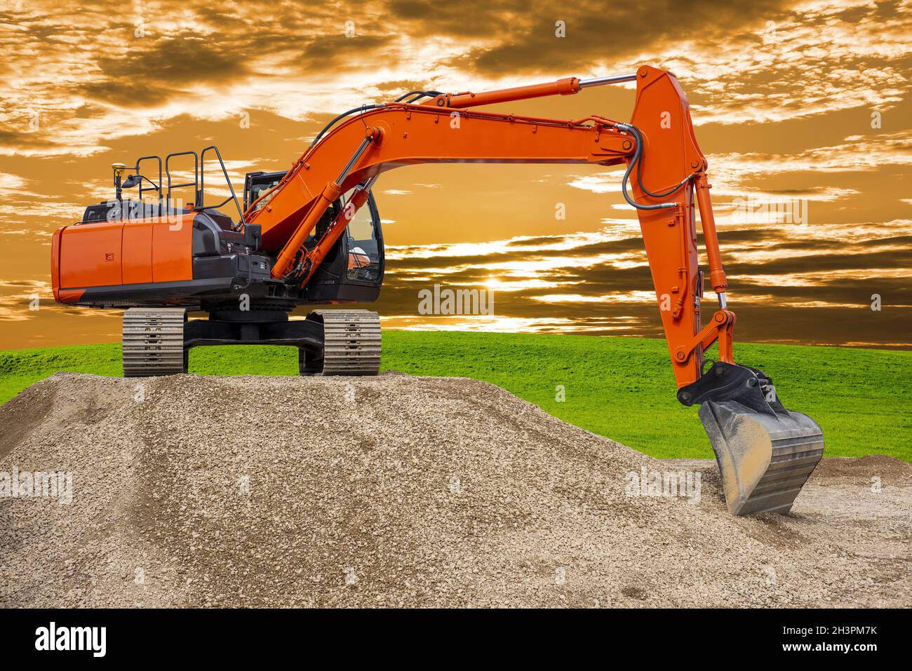Excavator at work on construction site Stock Photo - Alamy