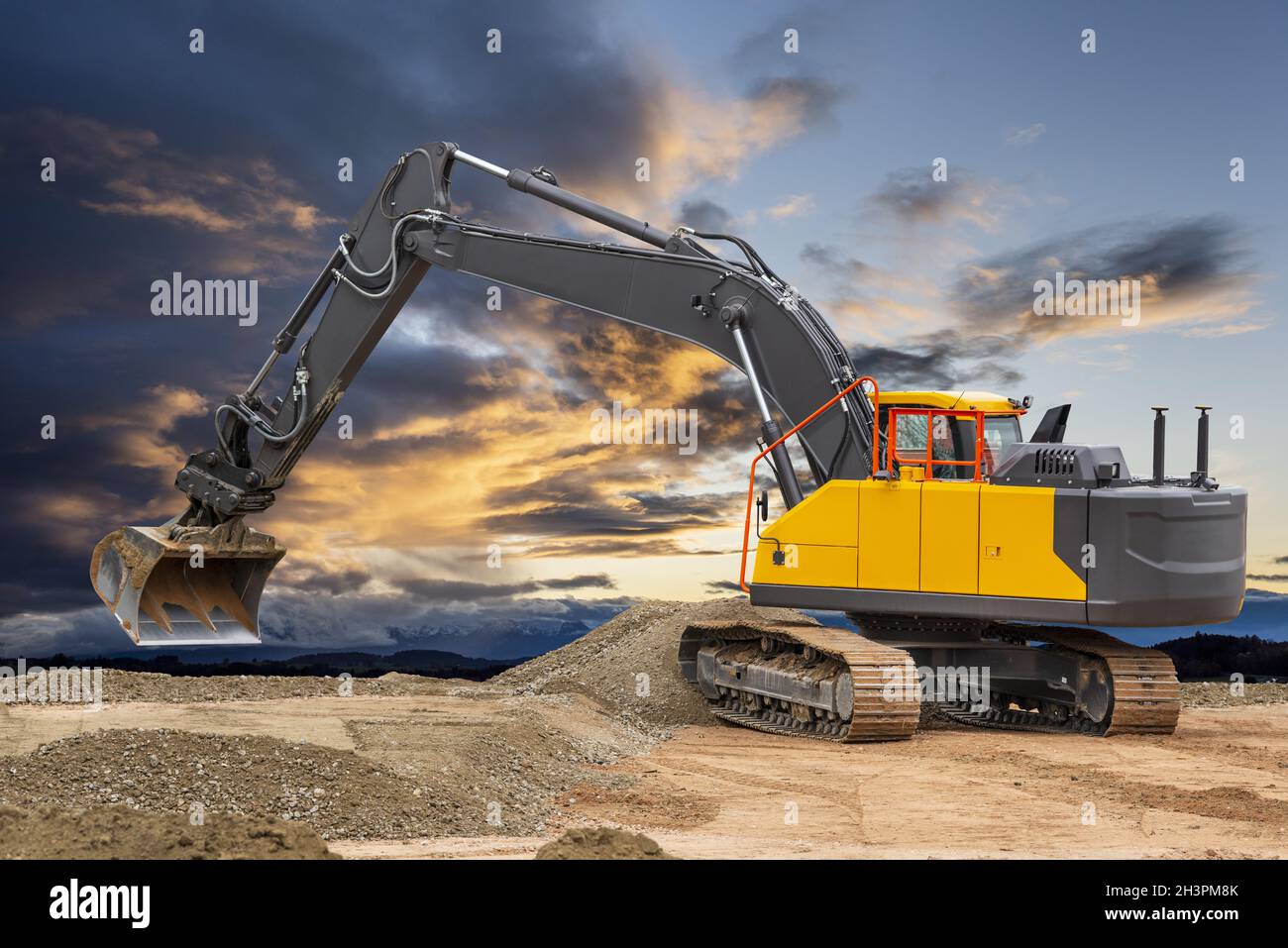 Excavator at work on construction site Stock Photo - Alamy