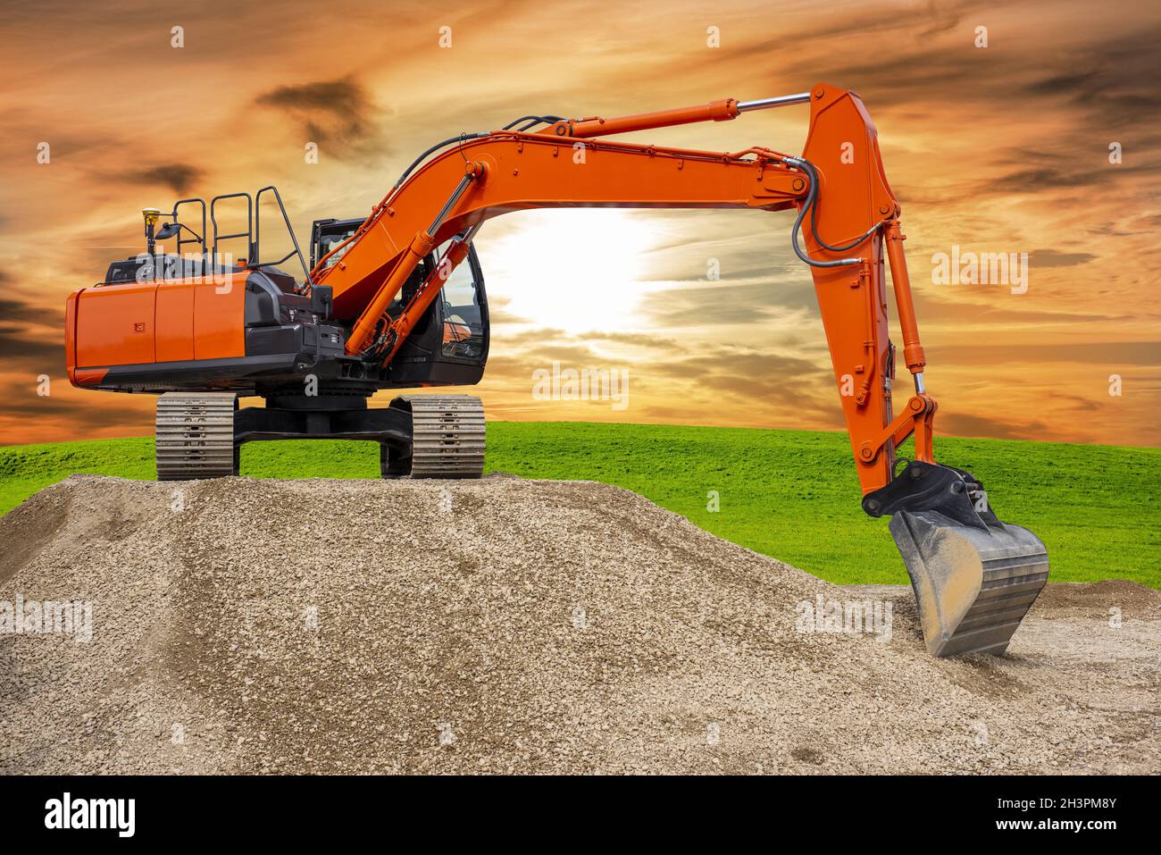 Excavator at work on construction site Stock Photo - Alamy
