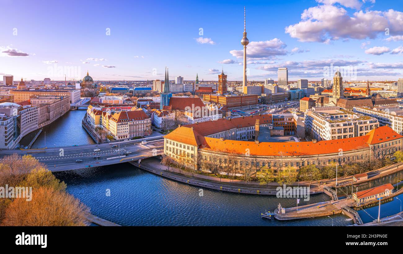 Cityscape berlin cathedral berlin television tower center hi-res stock ...