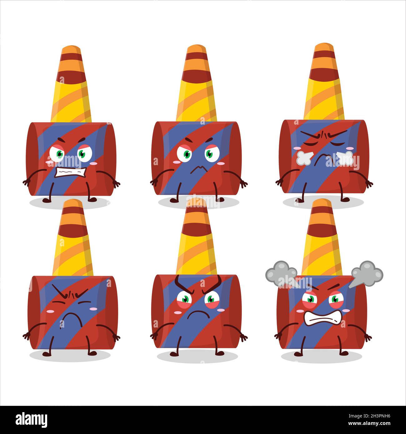 Red party blower cartoon character with various angry expressions ...