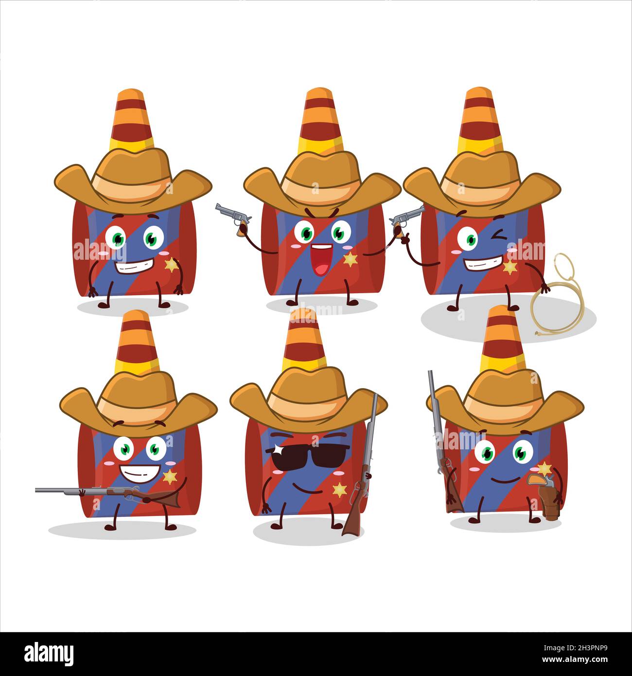 Cool cowboy red party blower cartoon character with a cute hat. Vector ...