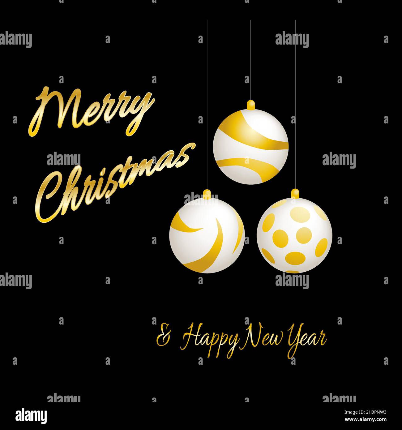 Three white Christmas Tree balls with gold, vector illustration Stock ...