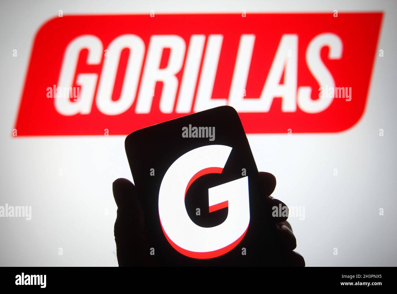 Ukraine. 29th Oct, 2021. In this photo illustration, Gorillas logo of a ...