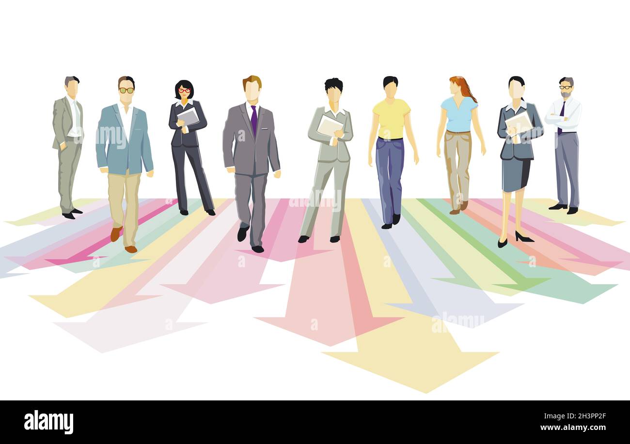 Step forward together, direction together Stock Photo - Alamy