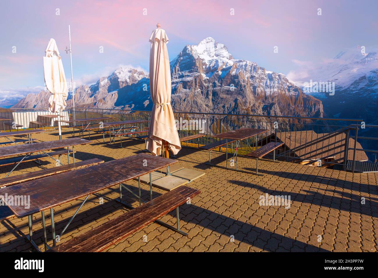 Grindelwald First, Switzerland sunset panorama Stock Photo - Alamy