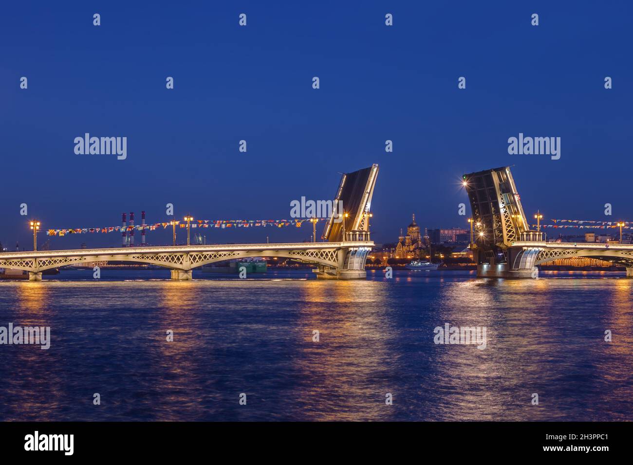 Neva river and open Blagoveshchensky Bridge - Saint-Petersburg Russia ...