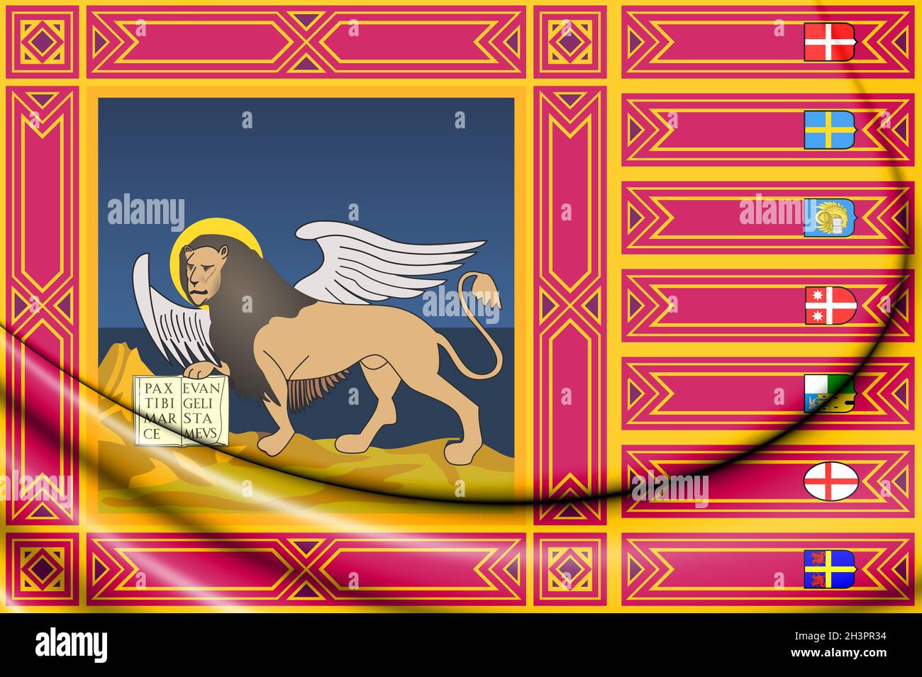 3D Flag of Veneto, Italy. 3D Illustration Stock Photo - Alamy