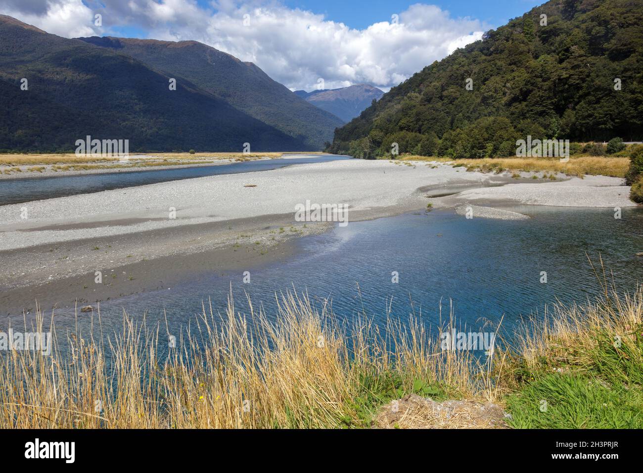 A scenic view of Jacob's River in summertime in New Zealand Stock Photo ...