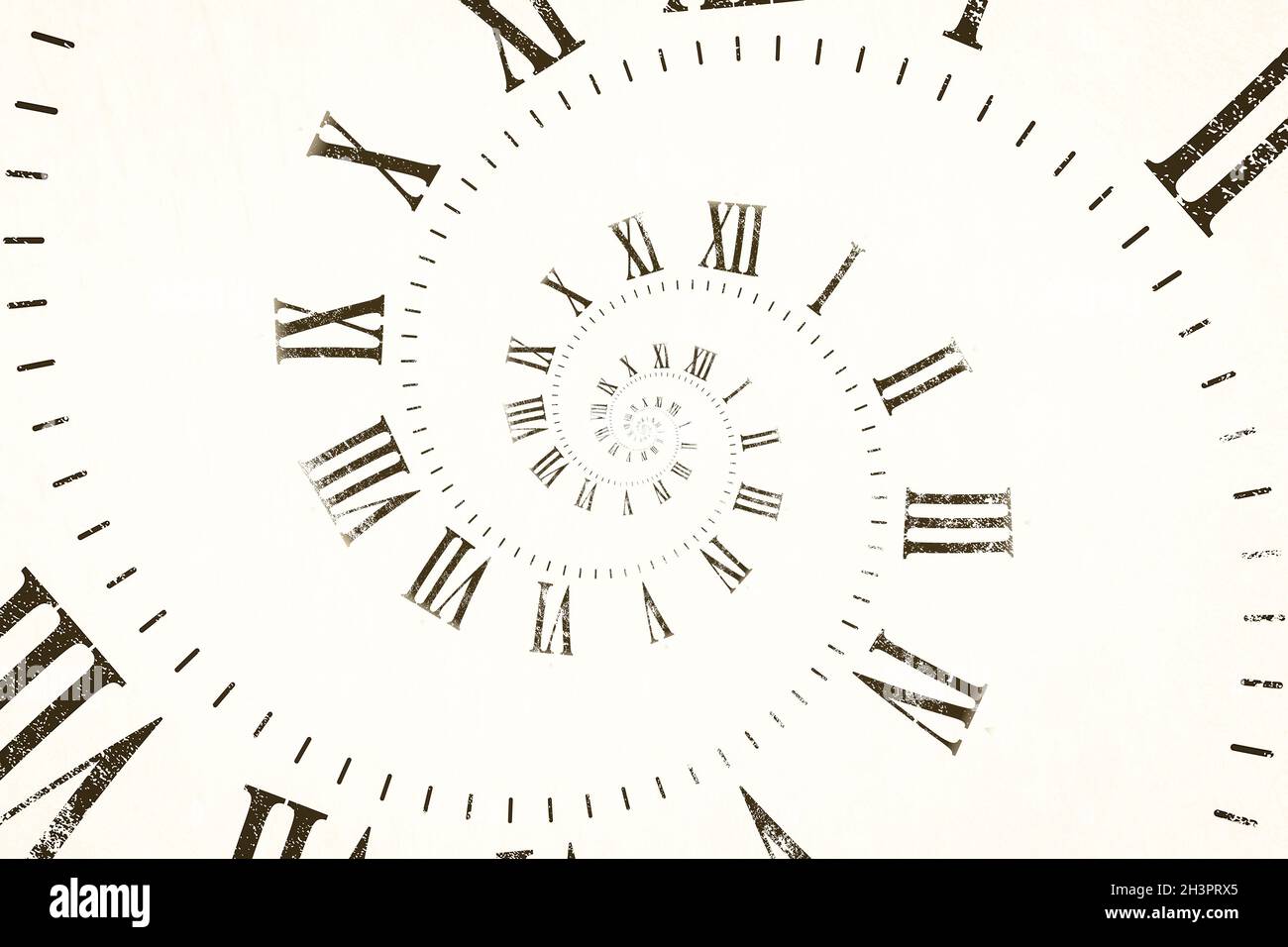 Droste effect background with infinite clock spiral. Abstract design ...