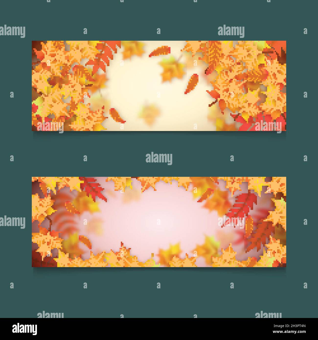 realistic horizontal autumn banners set vector design illustration ...
