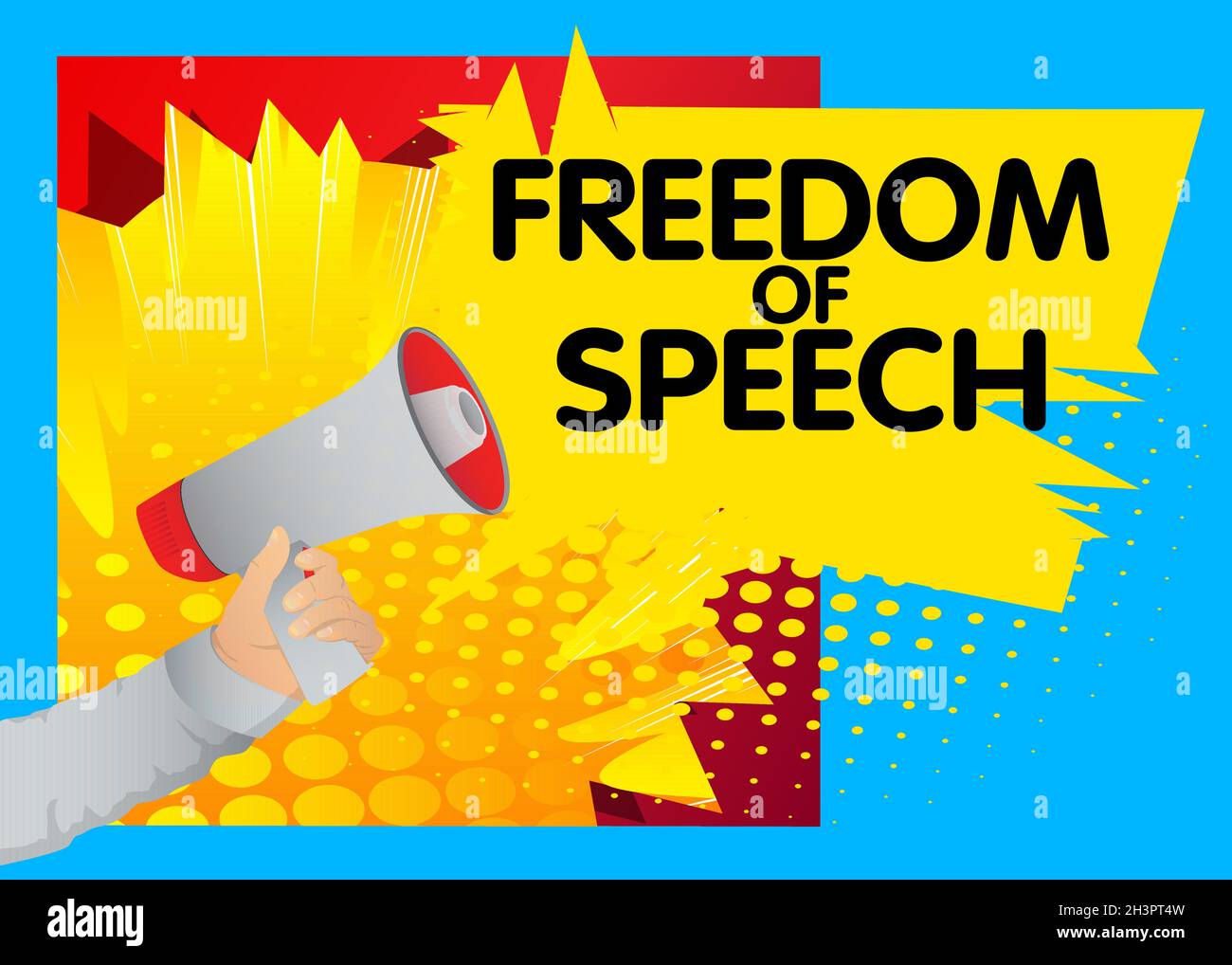 Retro megaphone with the word Freedom of Speech. Attention concept ... Retro megaphone with the word Freedom of Speech. Attention concept ...