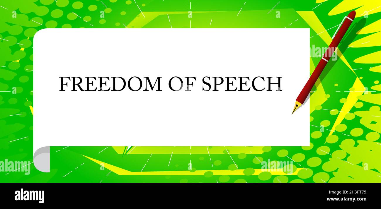 Freedom of Speech text on white paper with pencil. Cartoon vector ...