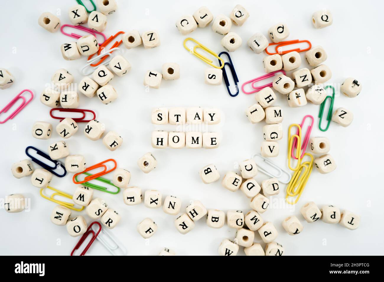 Stay home of the tree of (STAY HOME) block Stock Photo - Alamy