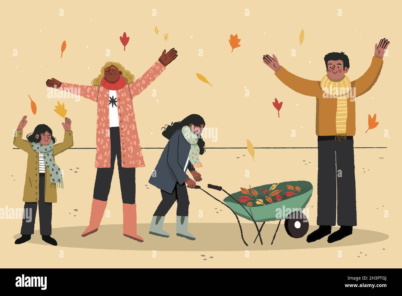 autumn people outside vector design illustration Stock Vector Image ...