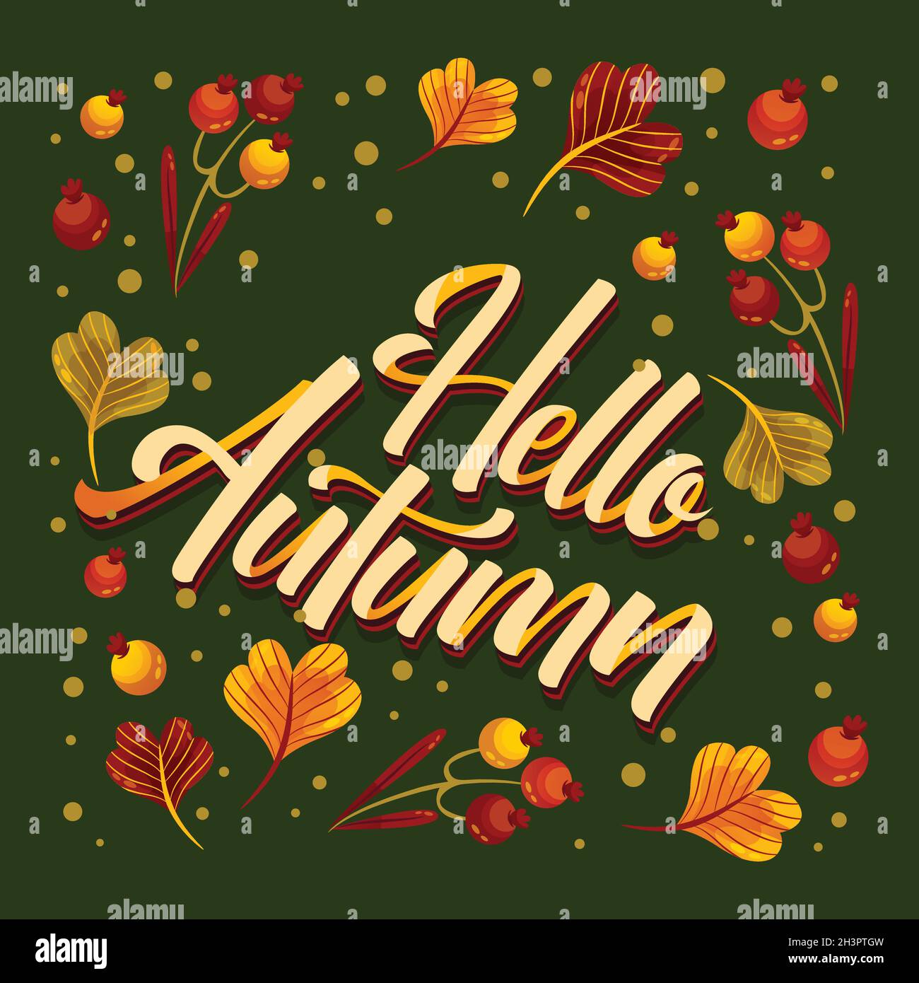 hand drawn hello autumn lettering vector design illustration Stock ...