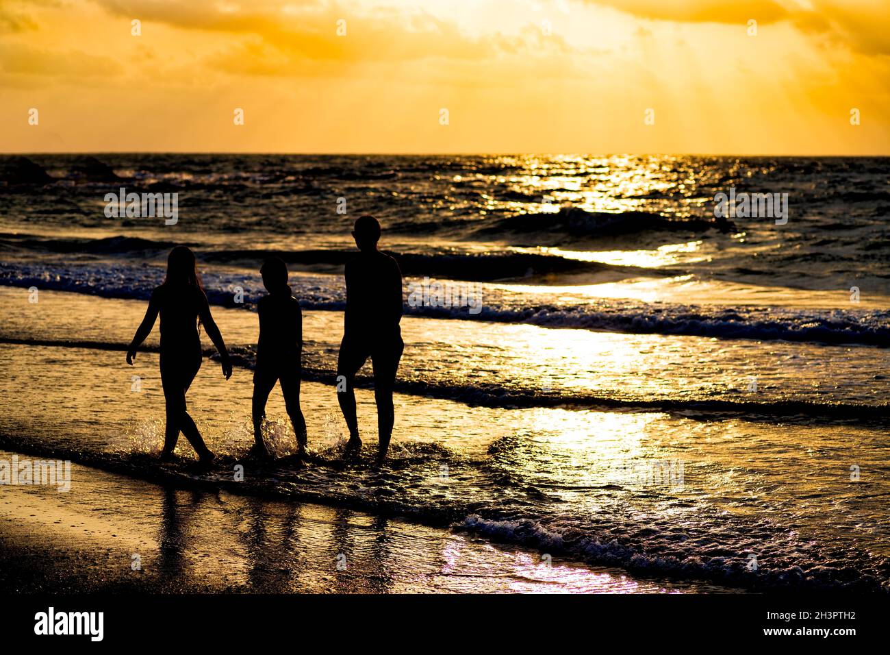 Sunset on the Mediterranean Sea. The sun's rays reflected in the water ...