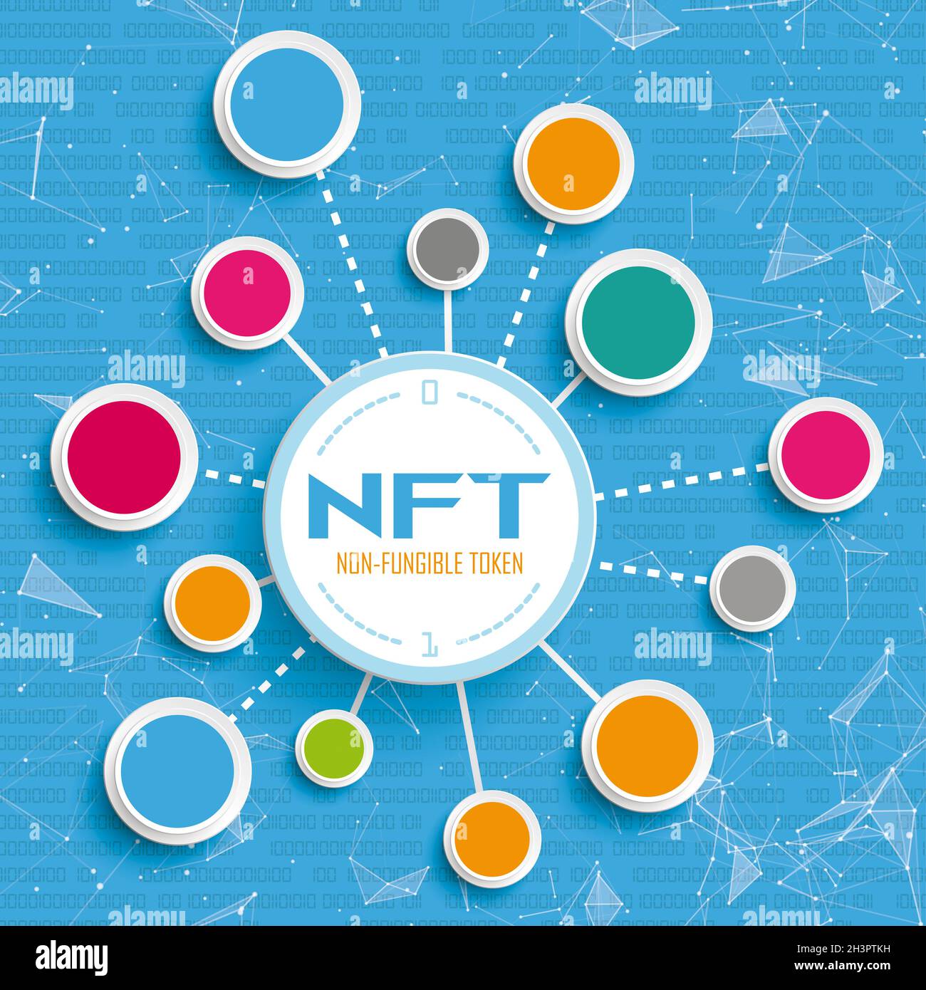 NFT Blue Network Data Infographic Stock Photo - Alamy