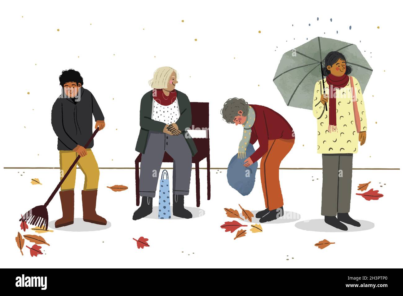 autumn people outside vector design illustration Stock Vector Image ...