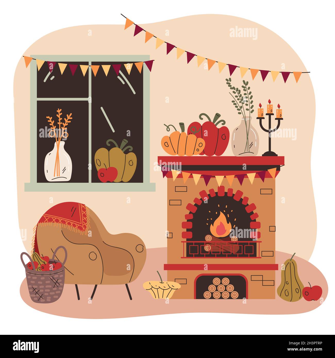flat autumn home decoration vector design illustration Stock Vector ...