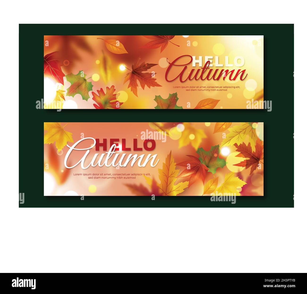 realistic autumn horizontal banners set vector design illustration ...