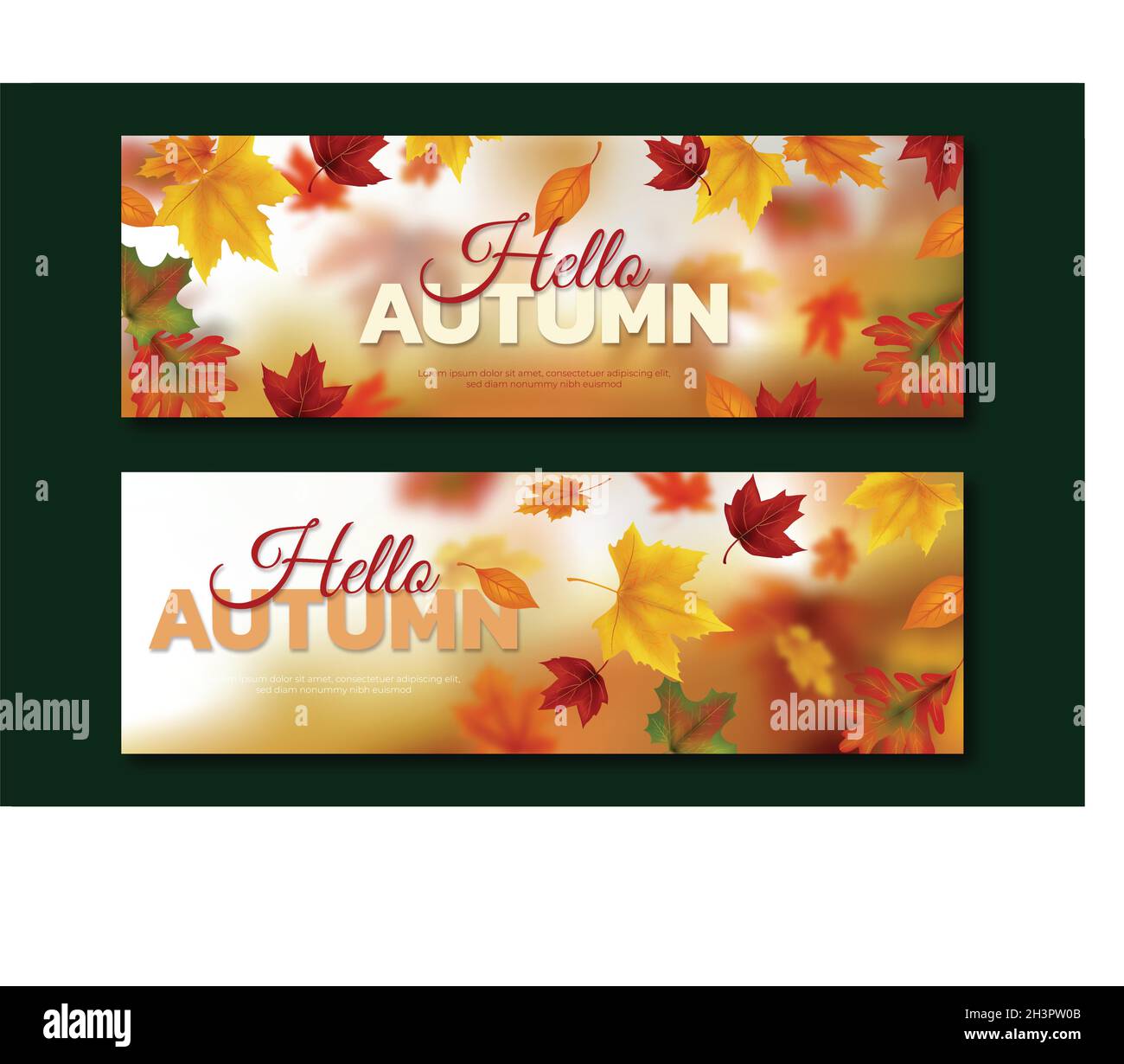 realistic autumn horizontal banners set vector design illustration ...