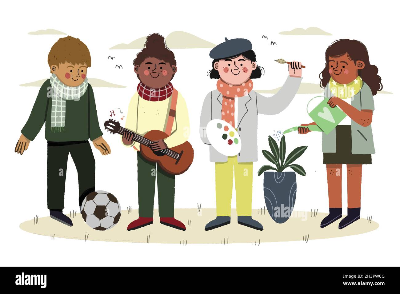 beautiful autumn children hobbies vector design illustration Stock ...