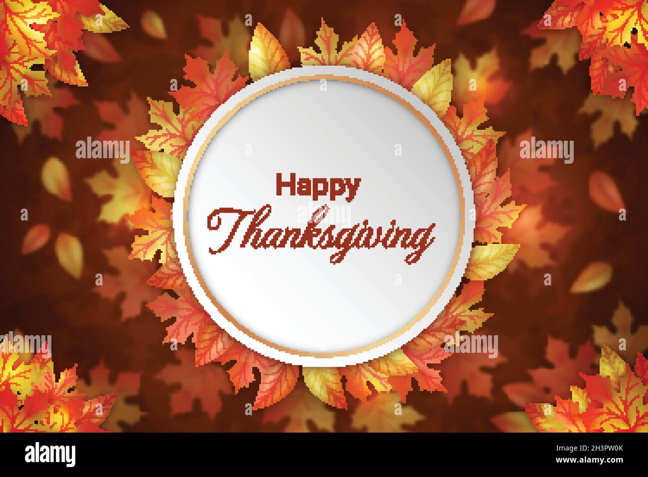 realistic thanksgiving background with autumn leaves vector design ...