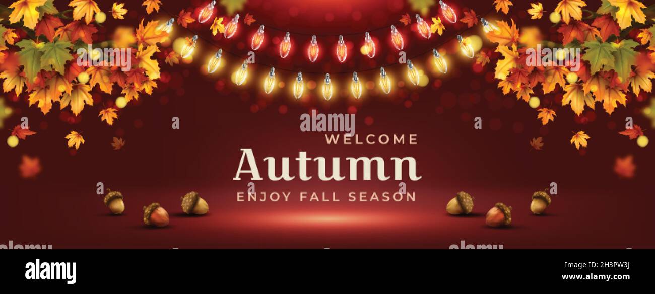 realistic autumn social media cover template vector design illustration ...