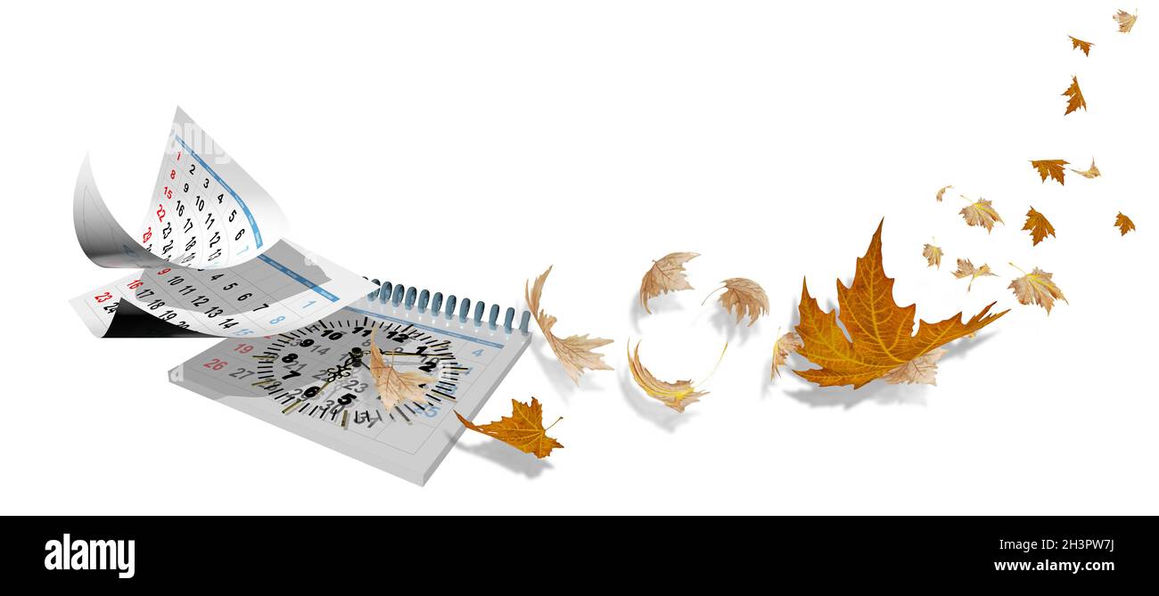 leaf leaves horizontal dry flying by the wind in autumn season ...