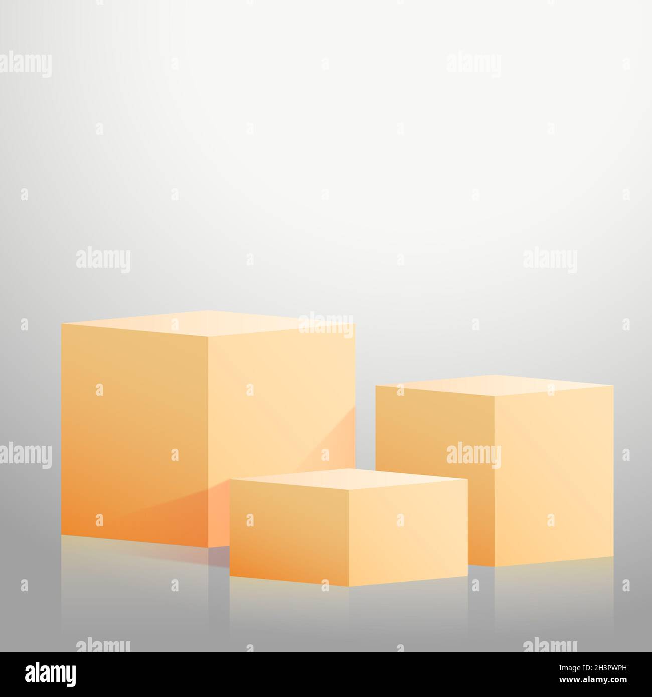 Realistic yellow cubes - boxes on gray studio background - Vector Stock ...