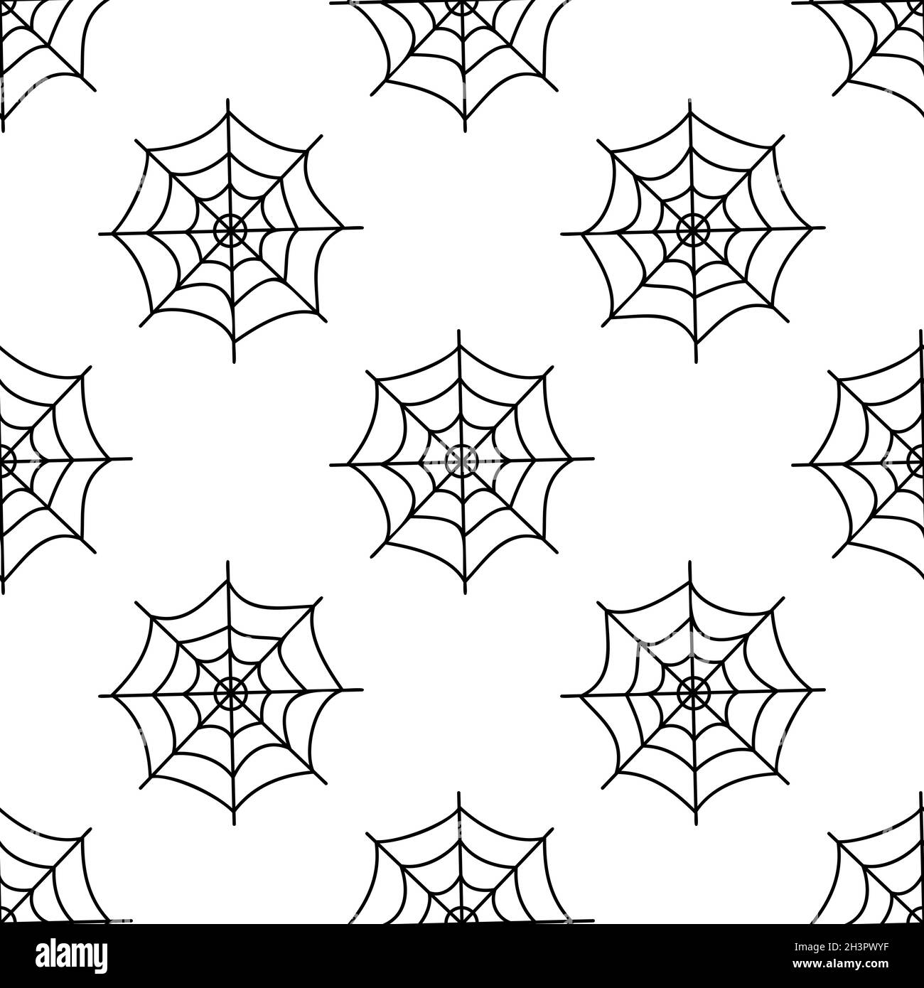 Flat vector illustration. Halloween seamless pattern with black cobwebs ...