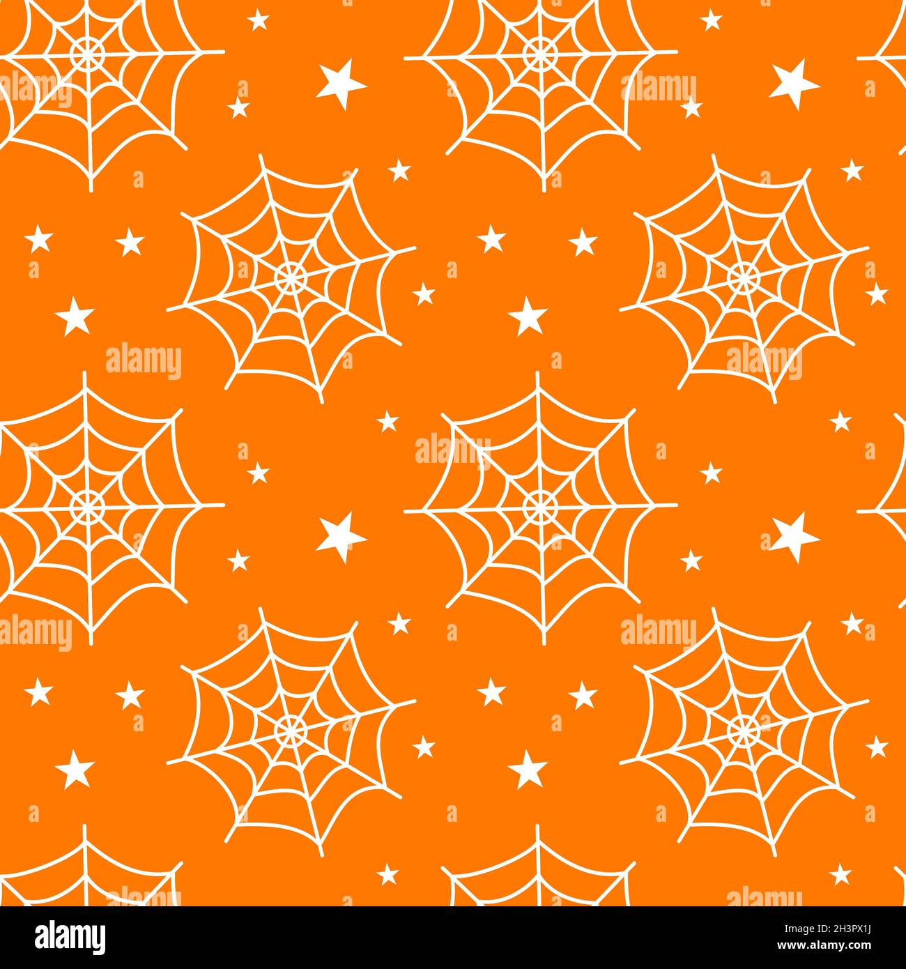 Halloween seamless pattern with white cobwebs on orange background ...