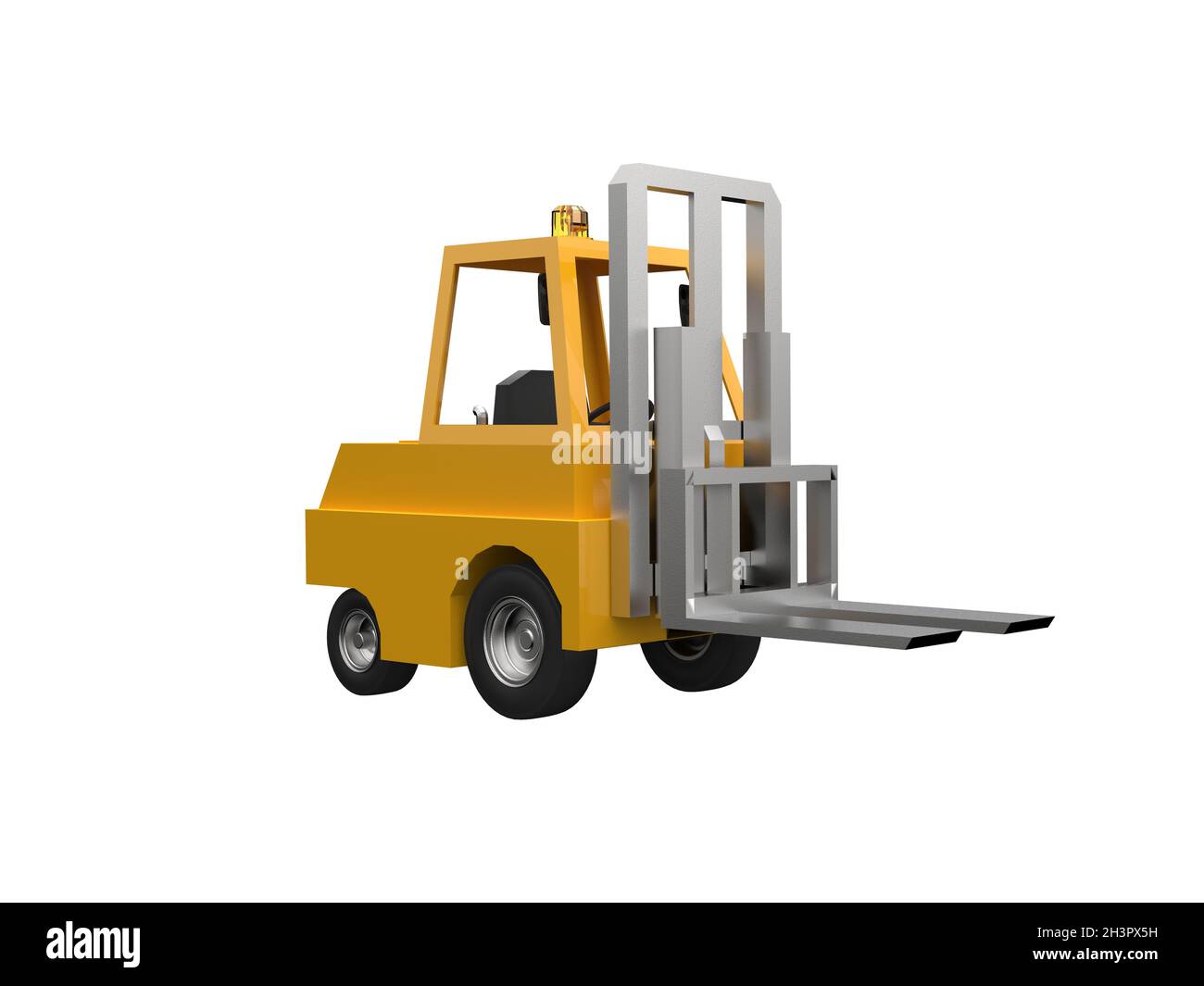 3d Lowpoly Icon Forklift Truck Loader Cartoon Style Isolated on White ...