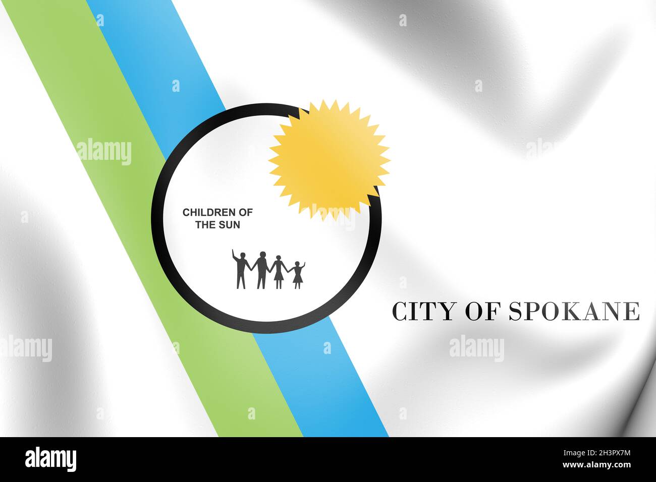 3D Flag of Spokane (Washington state), USA. 3D Illustration Stock Photo ...