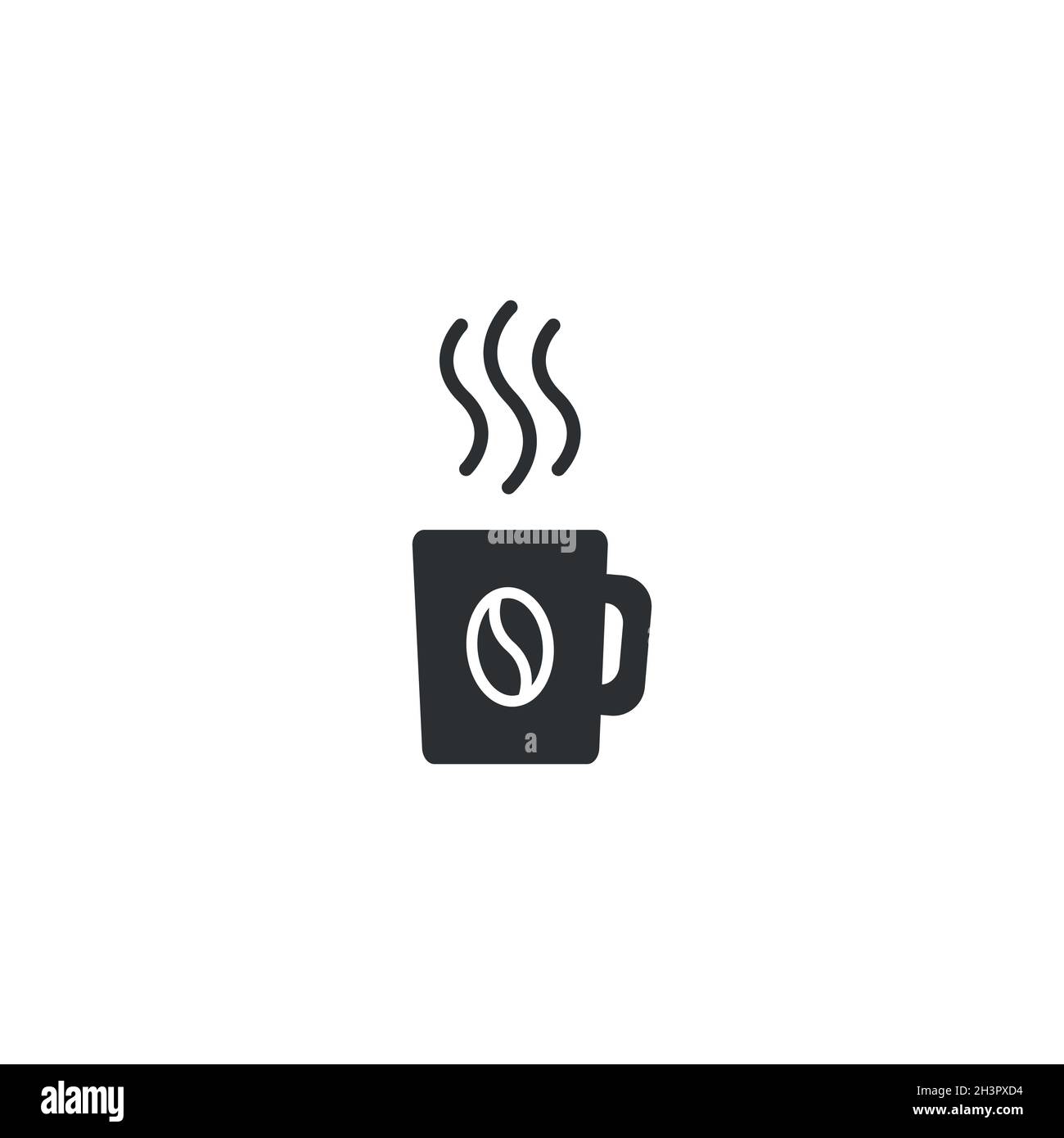 Hot coffee mug with steam icon. Black pictogram isolated on white ...