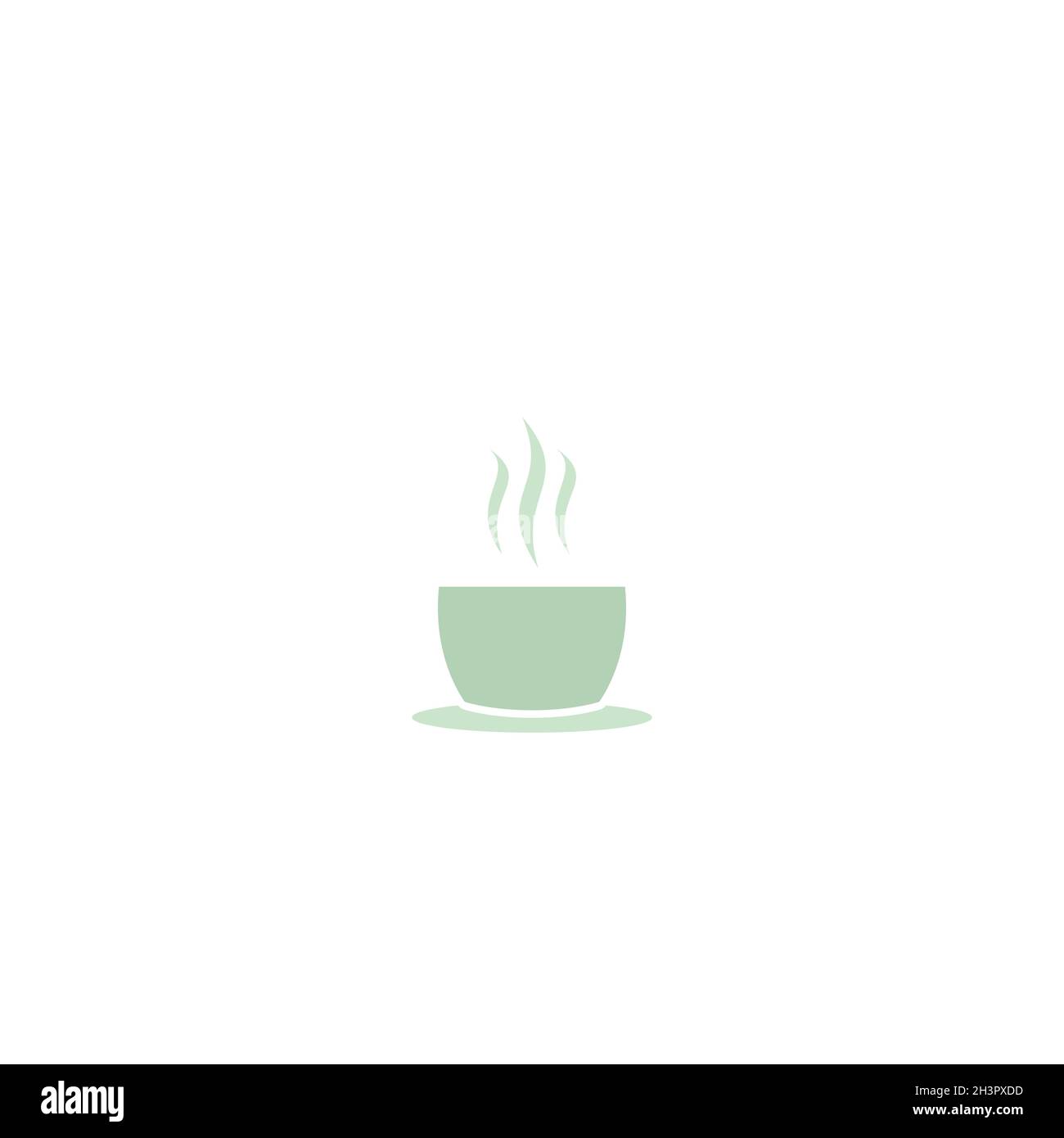 Hot tea cup with steam icon. Sage green mug with green tea. Flat vector ...