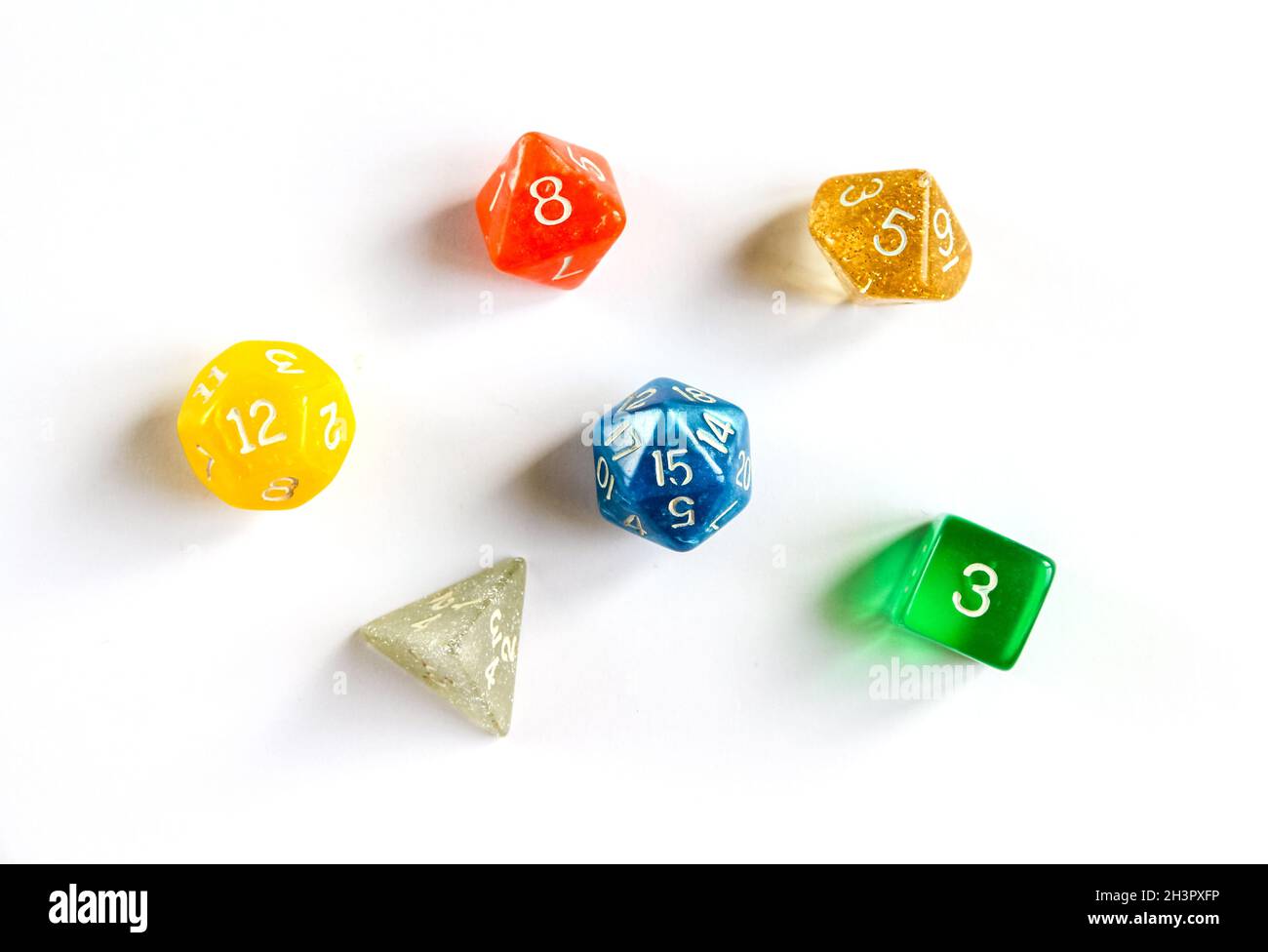 Special RPG colorful dices group Stock Photo - Alamy