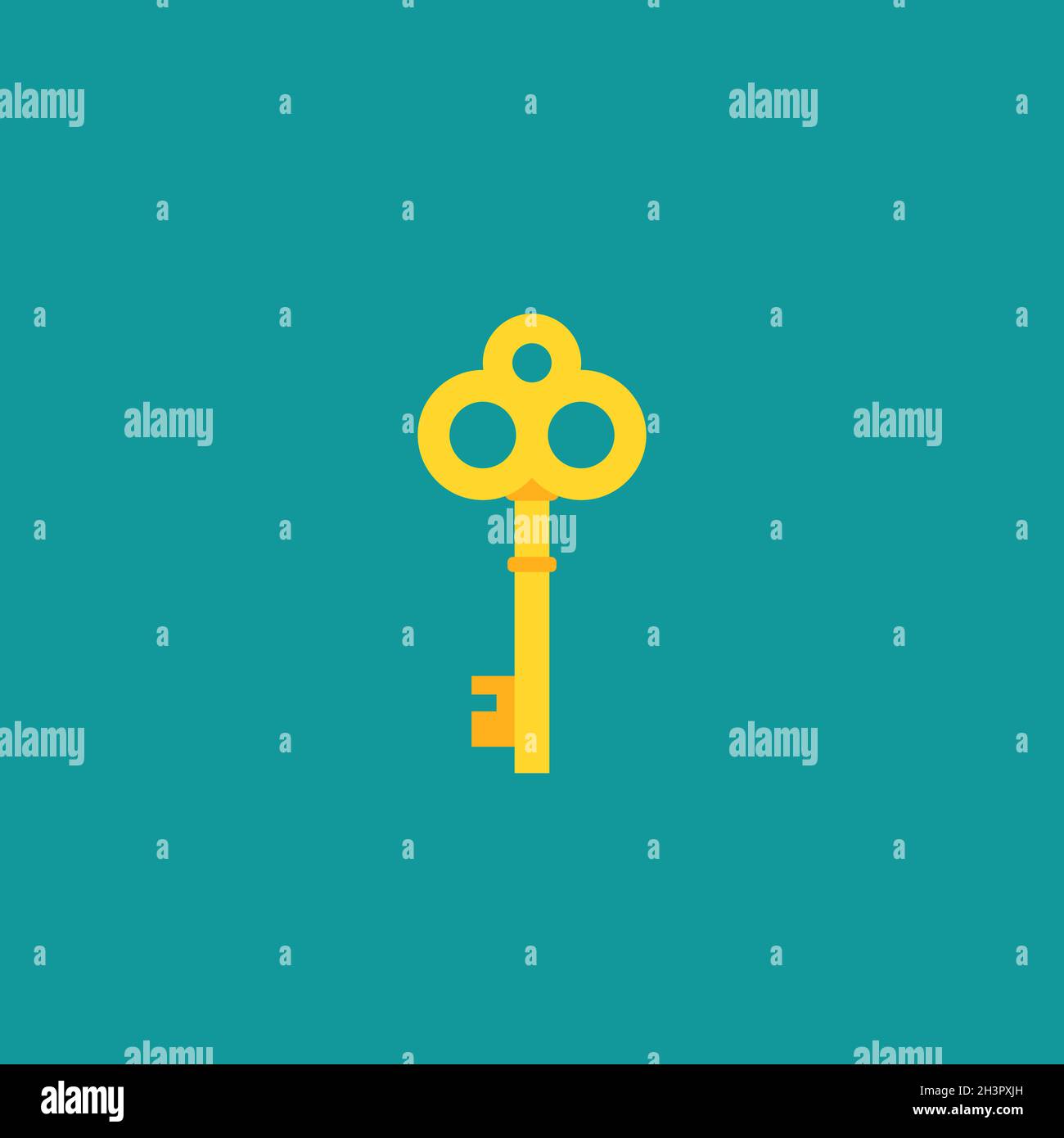 Golden vintage key icon. Mystery, clue and magic symbol. Unlock, hint ...