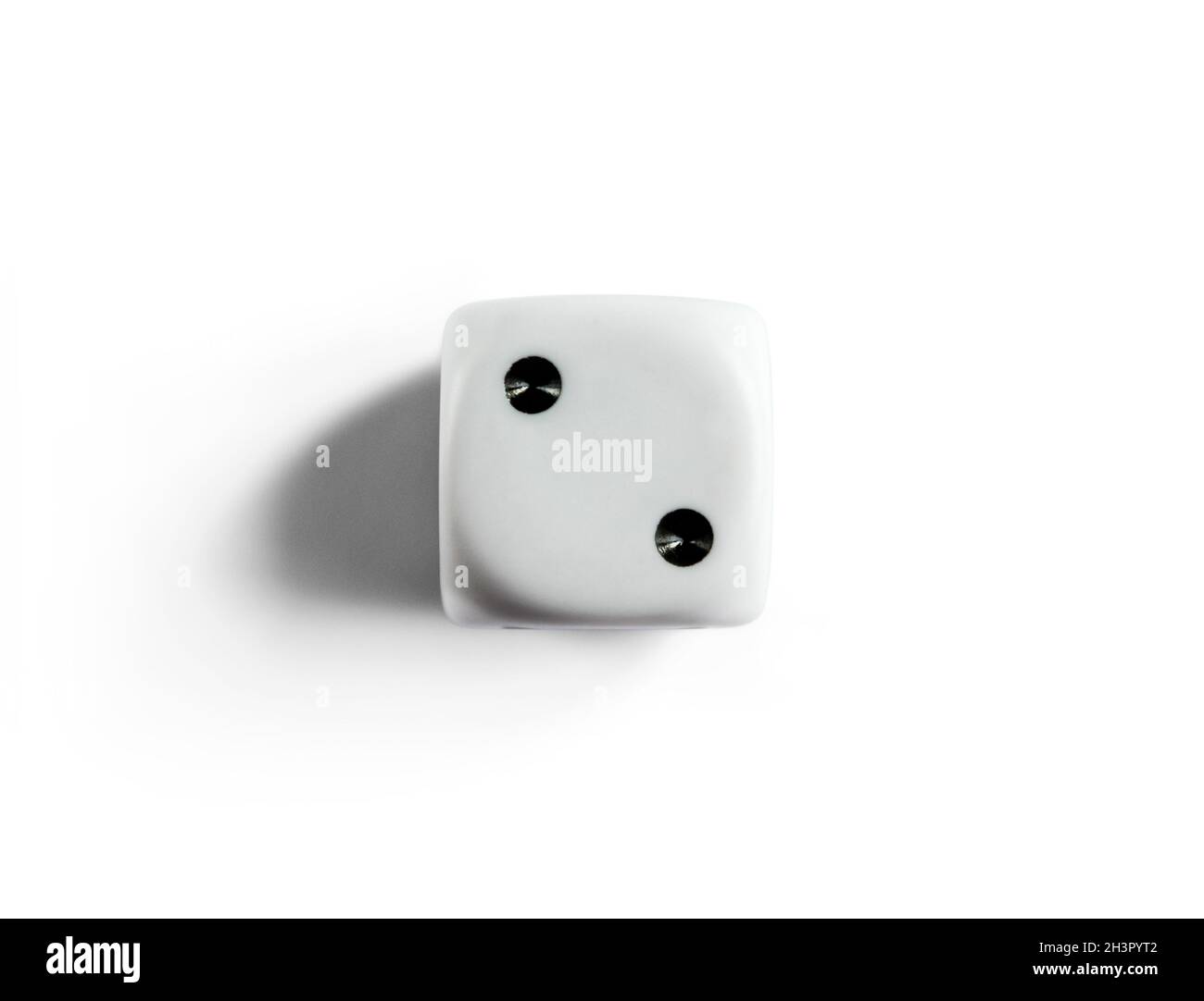 Number 2 on clean dice. Top view. White background Stock Photo - Alamy
