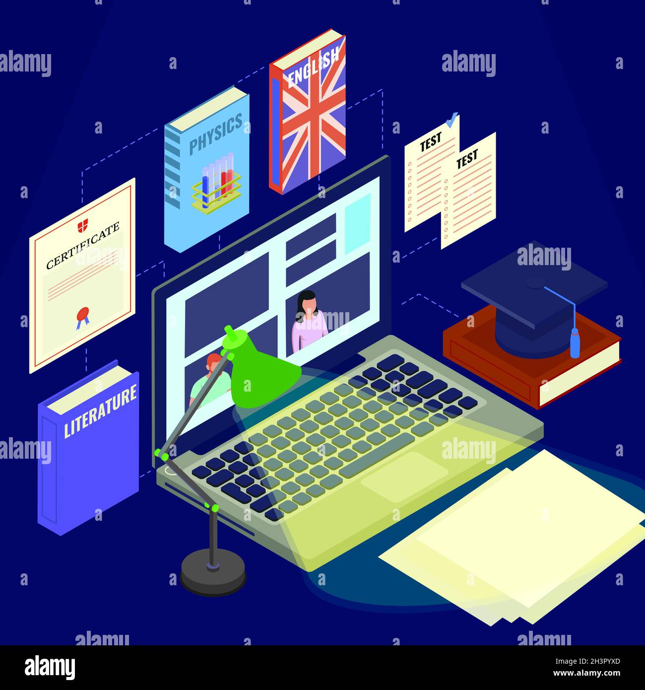 online education on the net day and night activity Stock Photo - Alamy