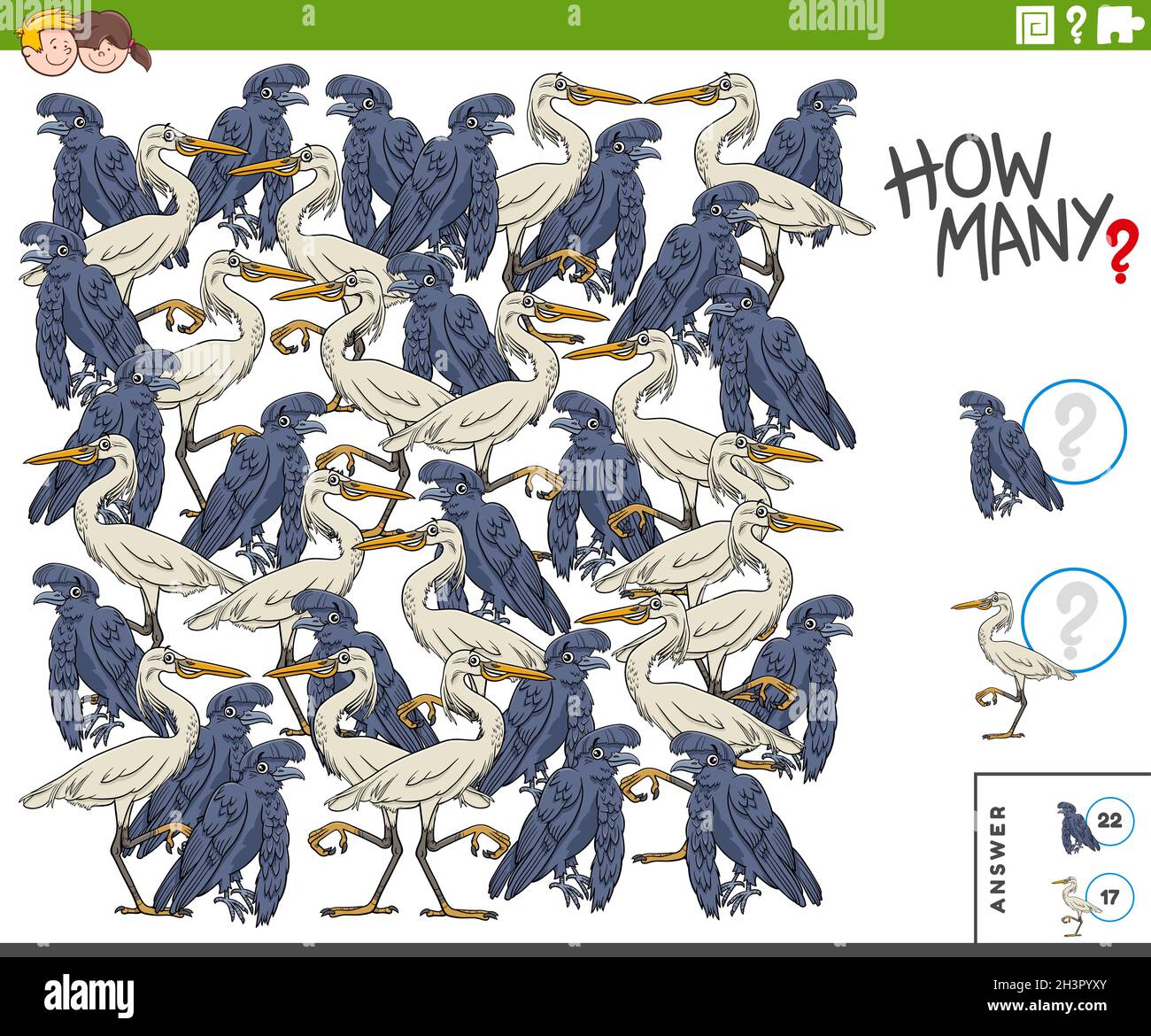 Counting cartoon birds animals educational task for kids Stock Photo ...